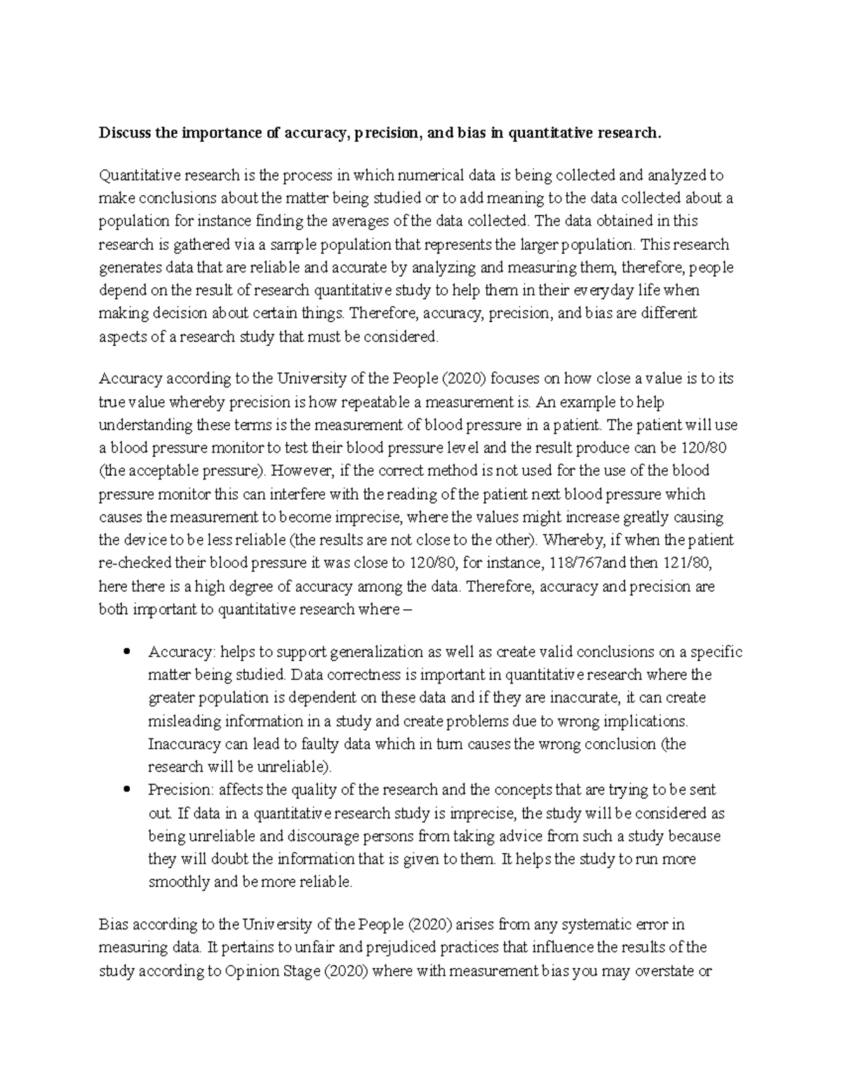 Biostatistics CPH 4510 Learning Journal 2 Unit 2 - CPH 4510 - UoPeople - Studocu