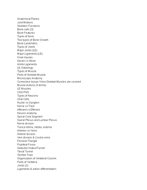 Anatomy EXAM 2 Study Guide - ANATOMY EXAM 2 STUDY GUIDE: UPPER ...