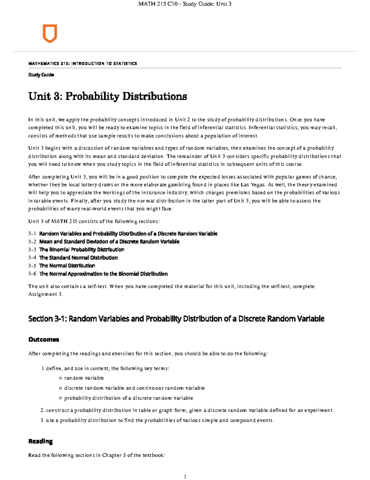 Unit3 SG Self Test Answer Key - In this unit, we apply the probability ...