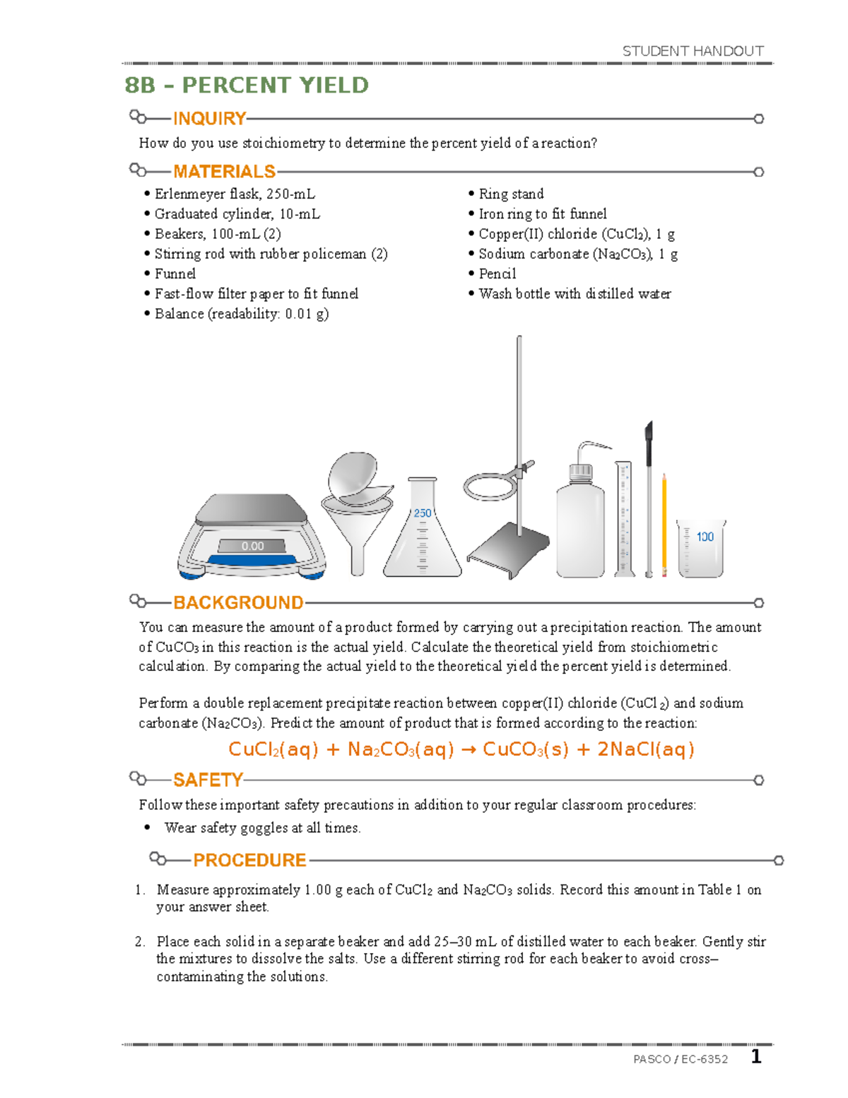 8B Percent Yield - An assignment for chem 11 - STUDENT HANDOUT 8B ...