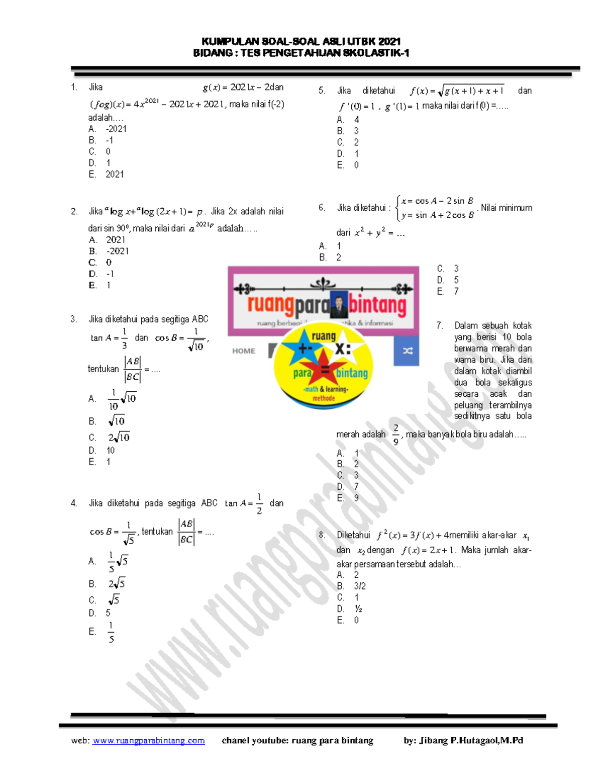 SOAL UTBK 2021 Bagian 1 (www - KUMPULAN SOAL-SOAL ASLI UTBK 2021 BIDANG ...