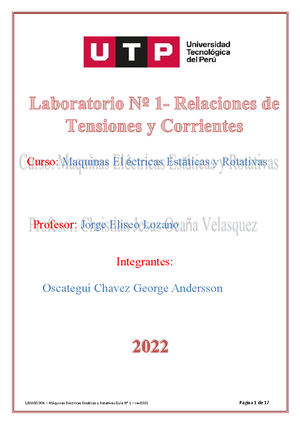LAB 2 Maquinas Electricas - Laboratorio Nº 2- Regulación y eficiencia del transformador Curso ...