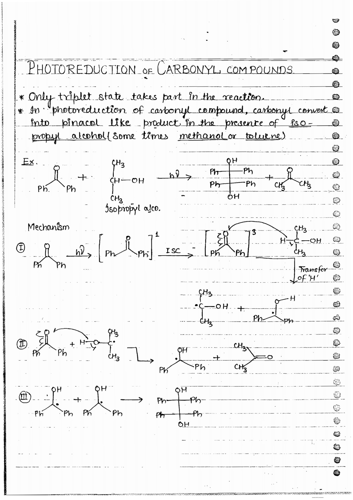 Chemistry for Engineers Lecture Notes Photo Reduction of Carbonyl ...