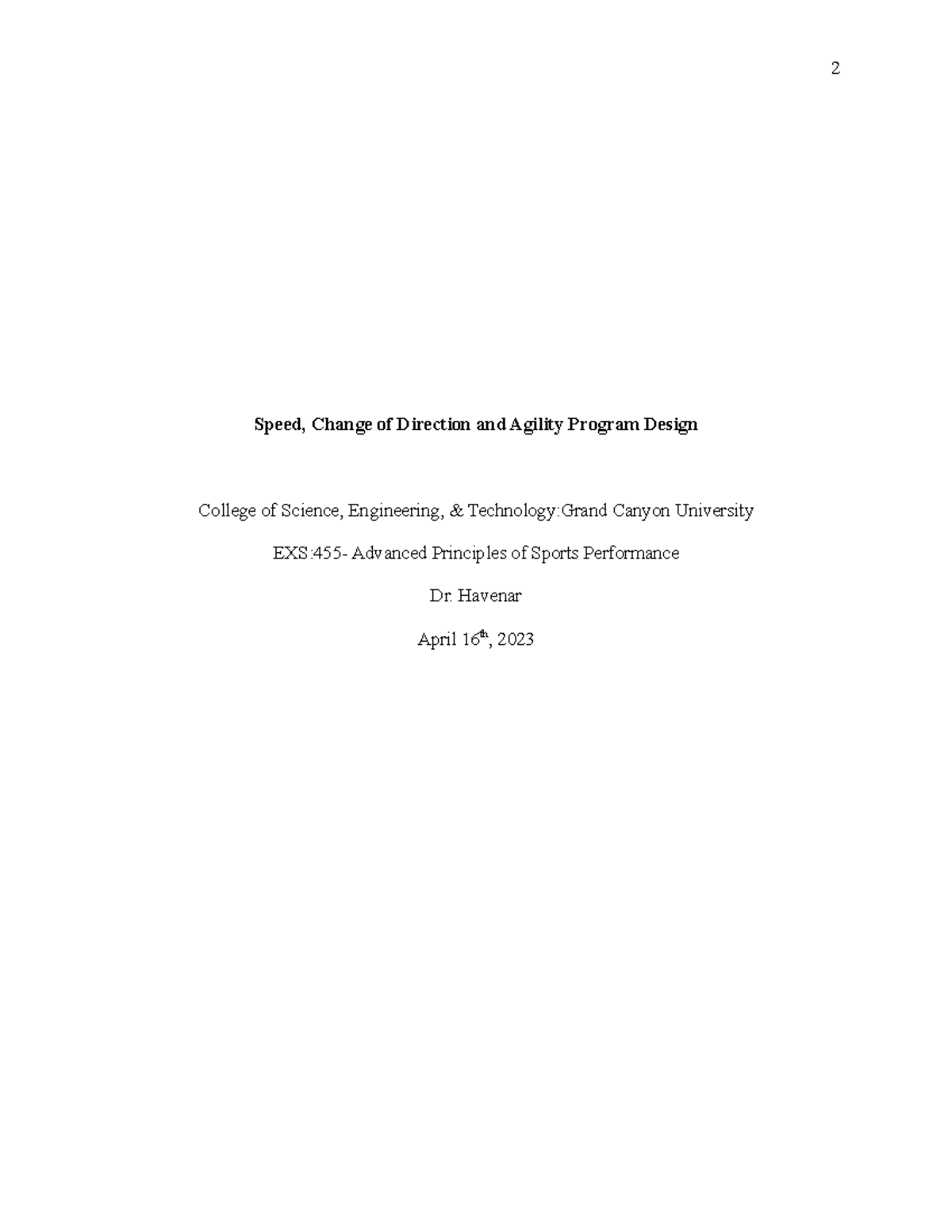 Speed, Change OF Direction AND Agility Program Design - Speed, Change ...