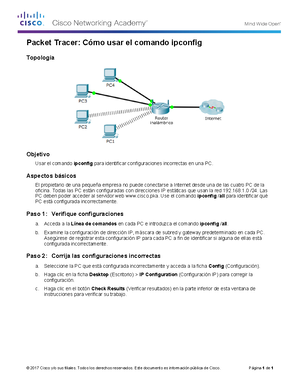 8.5.2.4 Packet Tracer - Configuración inicial del router - Topología Objetivos Parte 1 ...