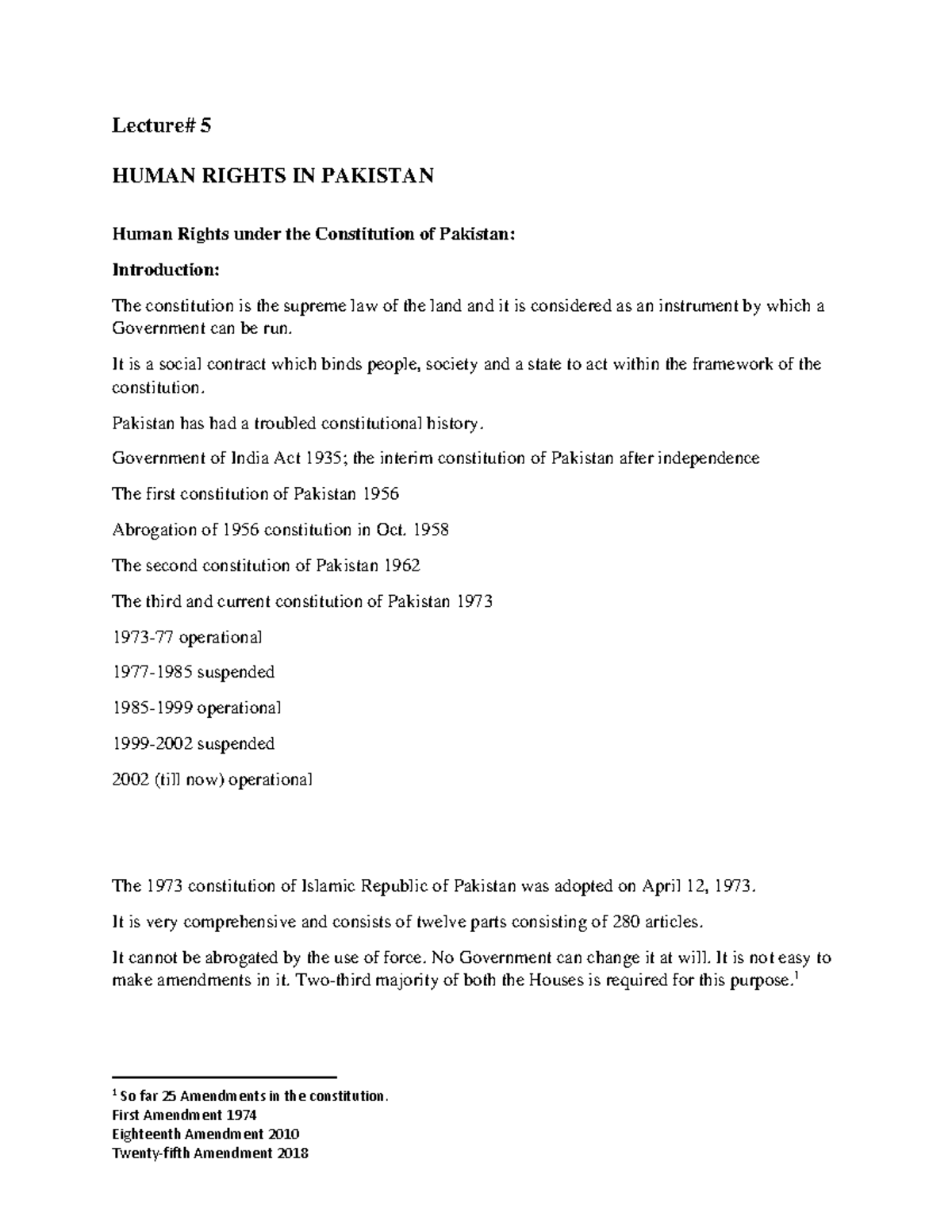 Lec-5 Human Rights in Pakistan - Lecture# 5 HUMAN RIGHTS IN PAKISTAN ...