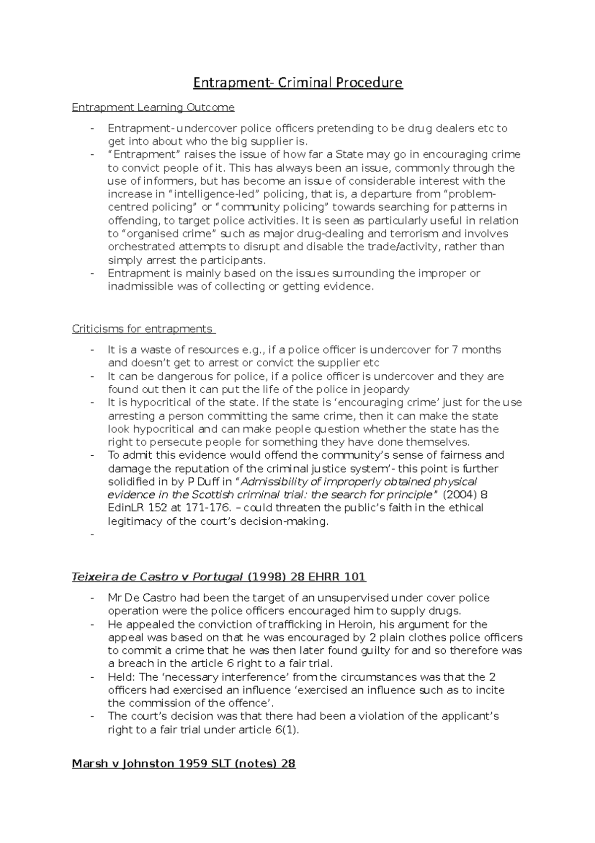 Entrapment Seminar - Entrapment- Criminal Procedure Entrapment Learning ...