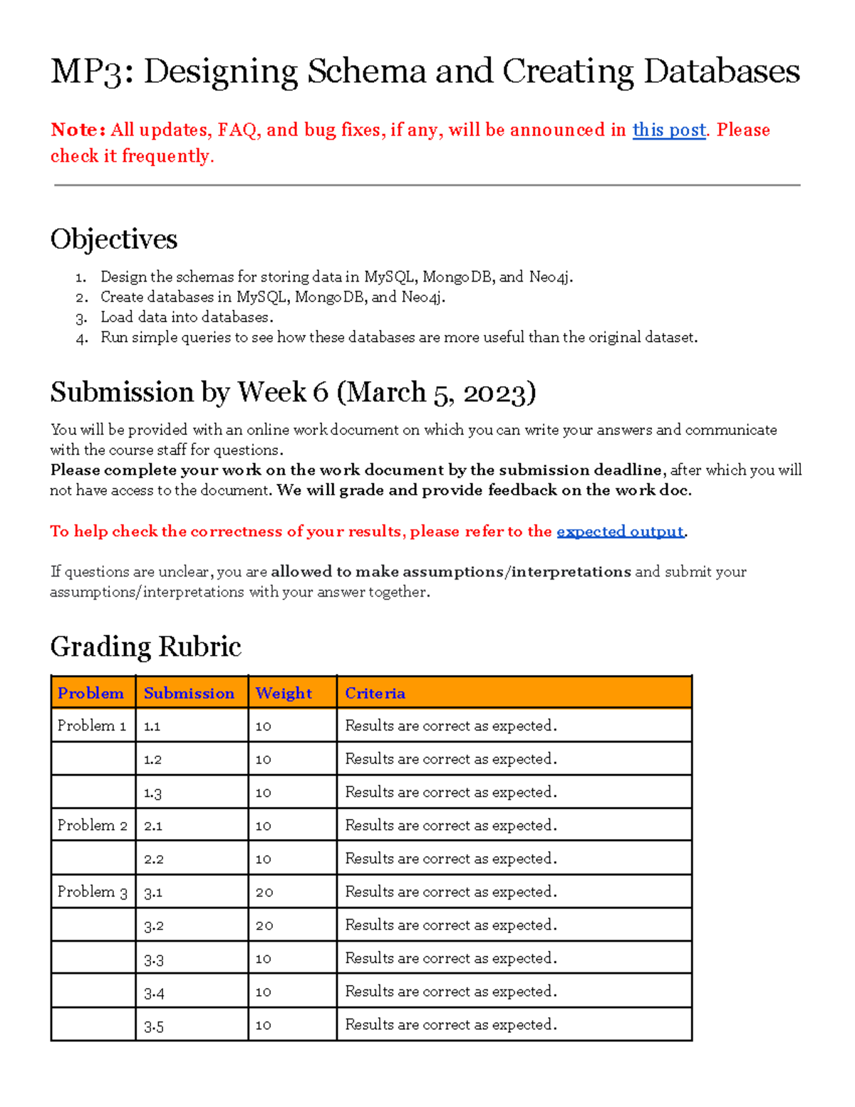 MP3 Instructions - MP3: Designing Schema and Creating Databases Note ...