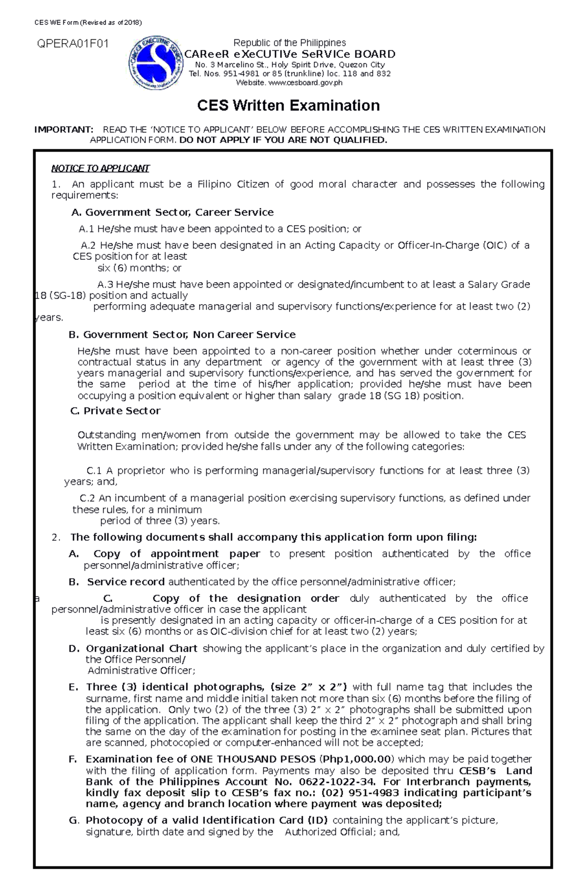 CES WE Appl. Form as of Feb. 2018 - CES WE Form (Revised as of 2018 ...