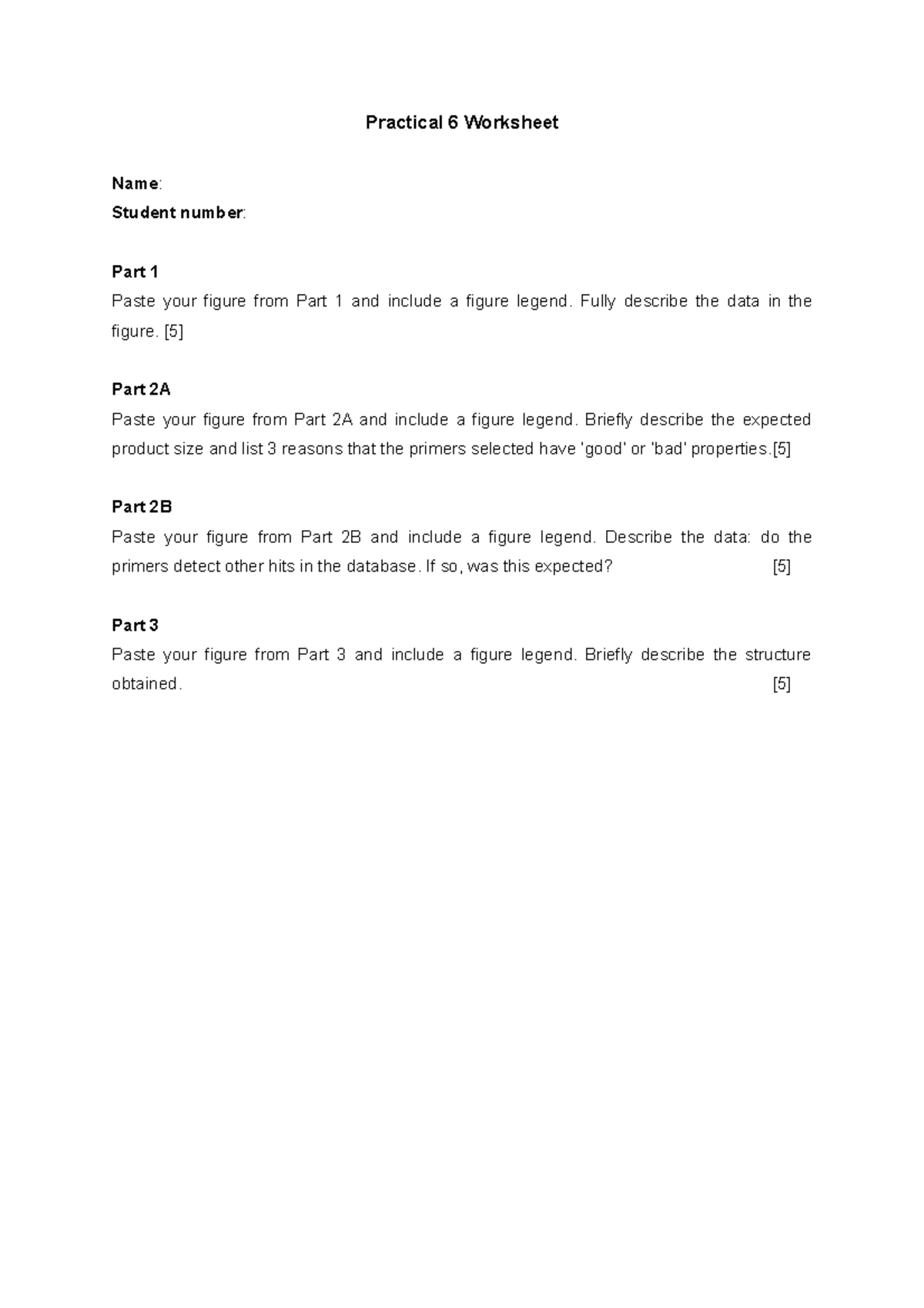 Worksheet Practical 6 - Practical 6 Worksheet Name: Student number ...