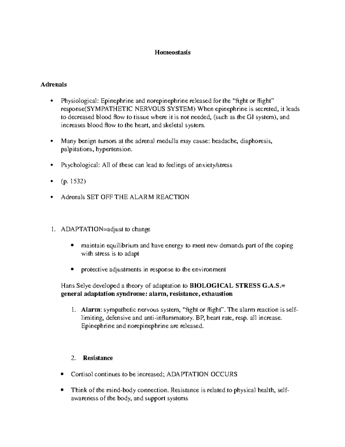 Homeostasis Study Guide - Homeostasis Adrenals Physiological ...