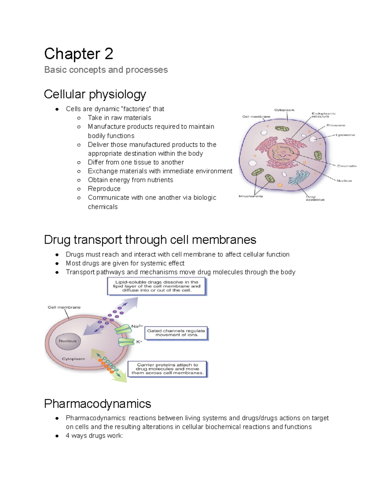 Chapter 2 - Chapter 2 Basic concepts and processes Cellular physiology Cells are dynamic - Studocu