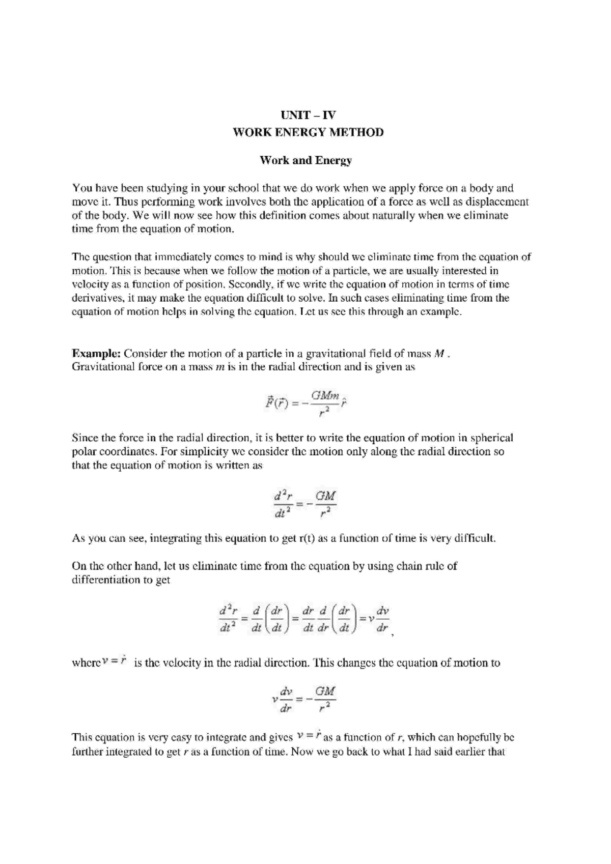 Unit - 4 Work energy method - Quantum Mechanics Nkj - Studocu