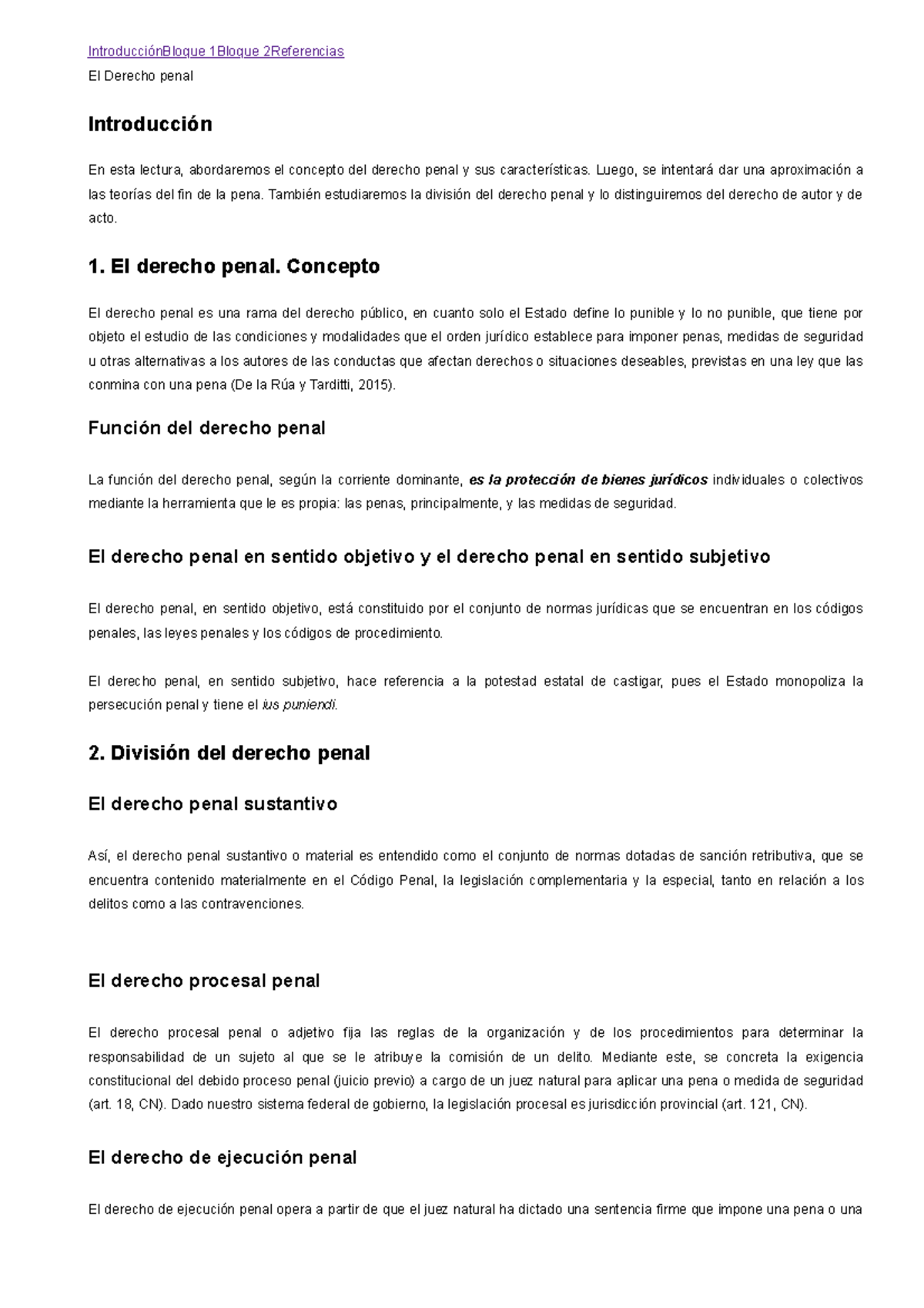 Penal Módulo 1 - Lectura 1 - IntroducciónBloque 1Bloque 2Referencias El Derecho penal ...