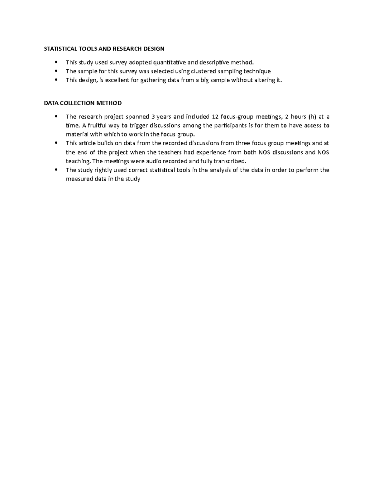 Statistical Tools AND Research Design and DATA Collection Method ...