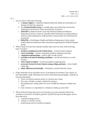 CHLH 274 HW #6 - Homework #6 - Are you able to define the following? a ...
