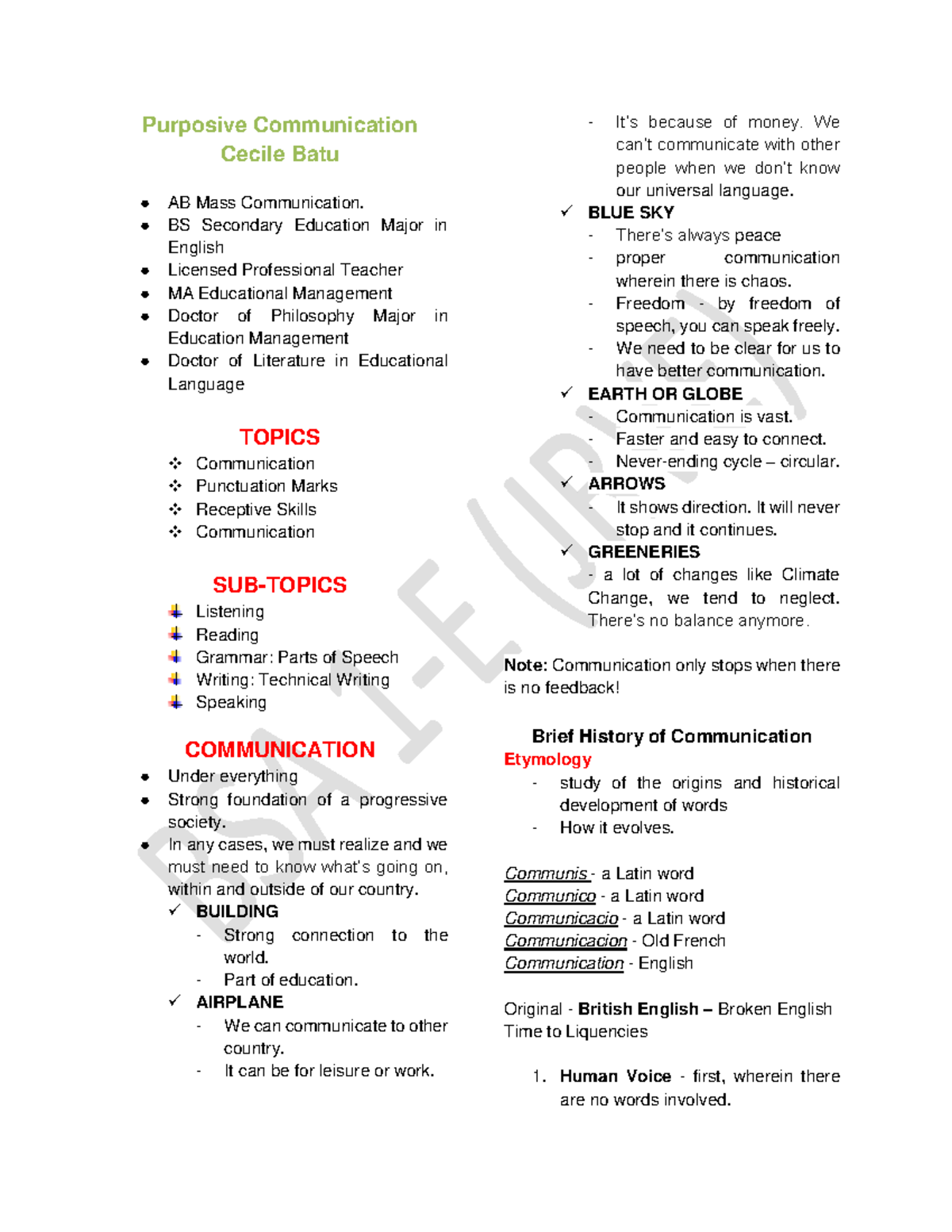 Purcom Lecture (History to Reading) - Purposive Communication Cecile ...