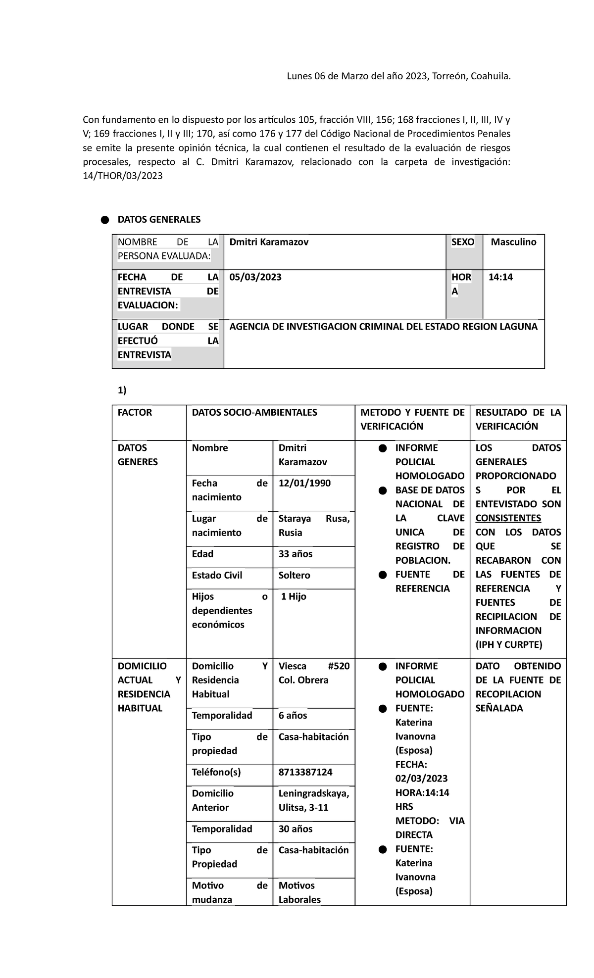 Opinión Técnica Riesgos Procesales - José Ramón Rodríguez Bautista 10°A ...