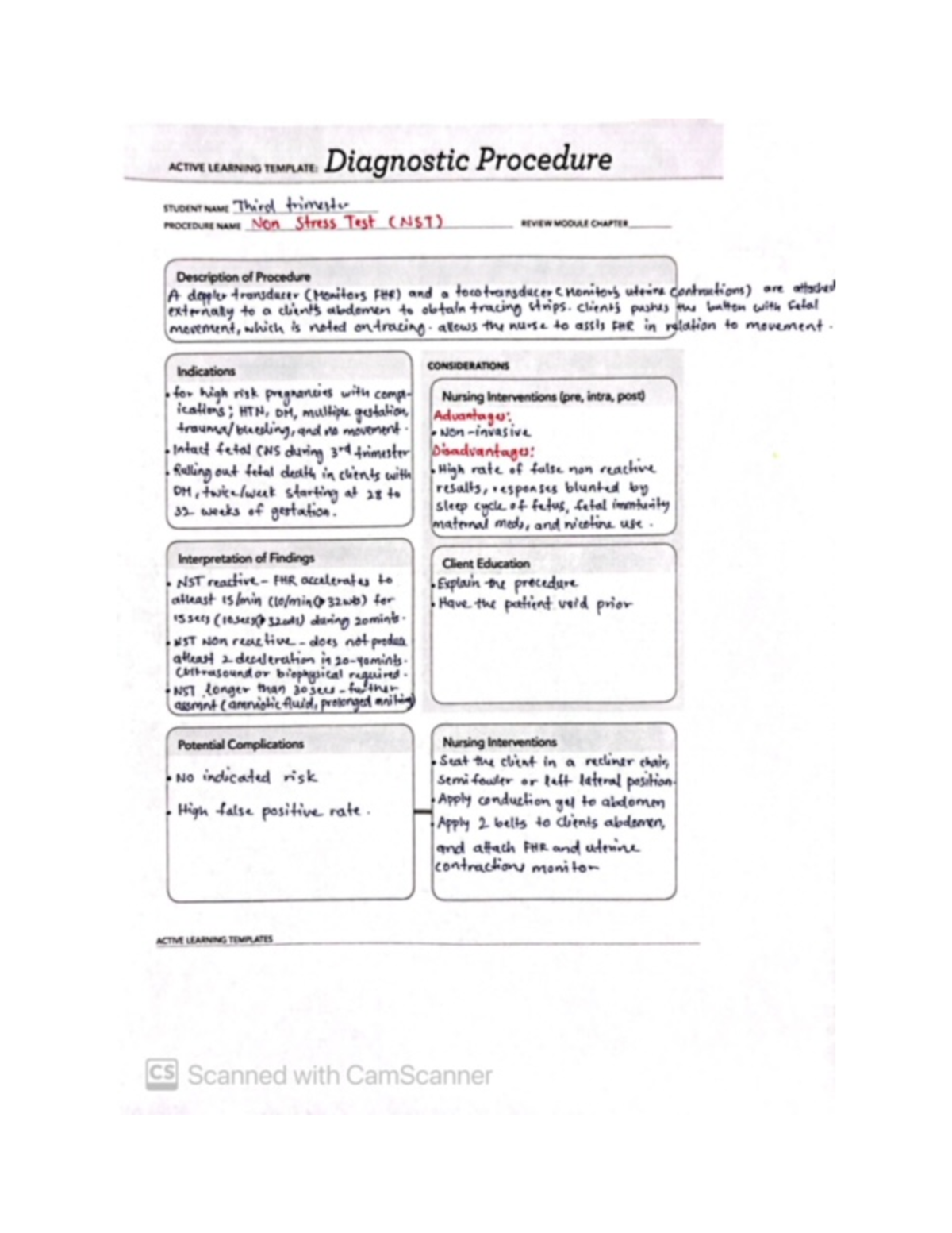 Image 3 - ATI template, Diagnostic procedures, Study Notes - ACTIVE ...