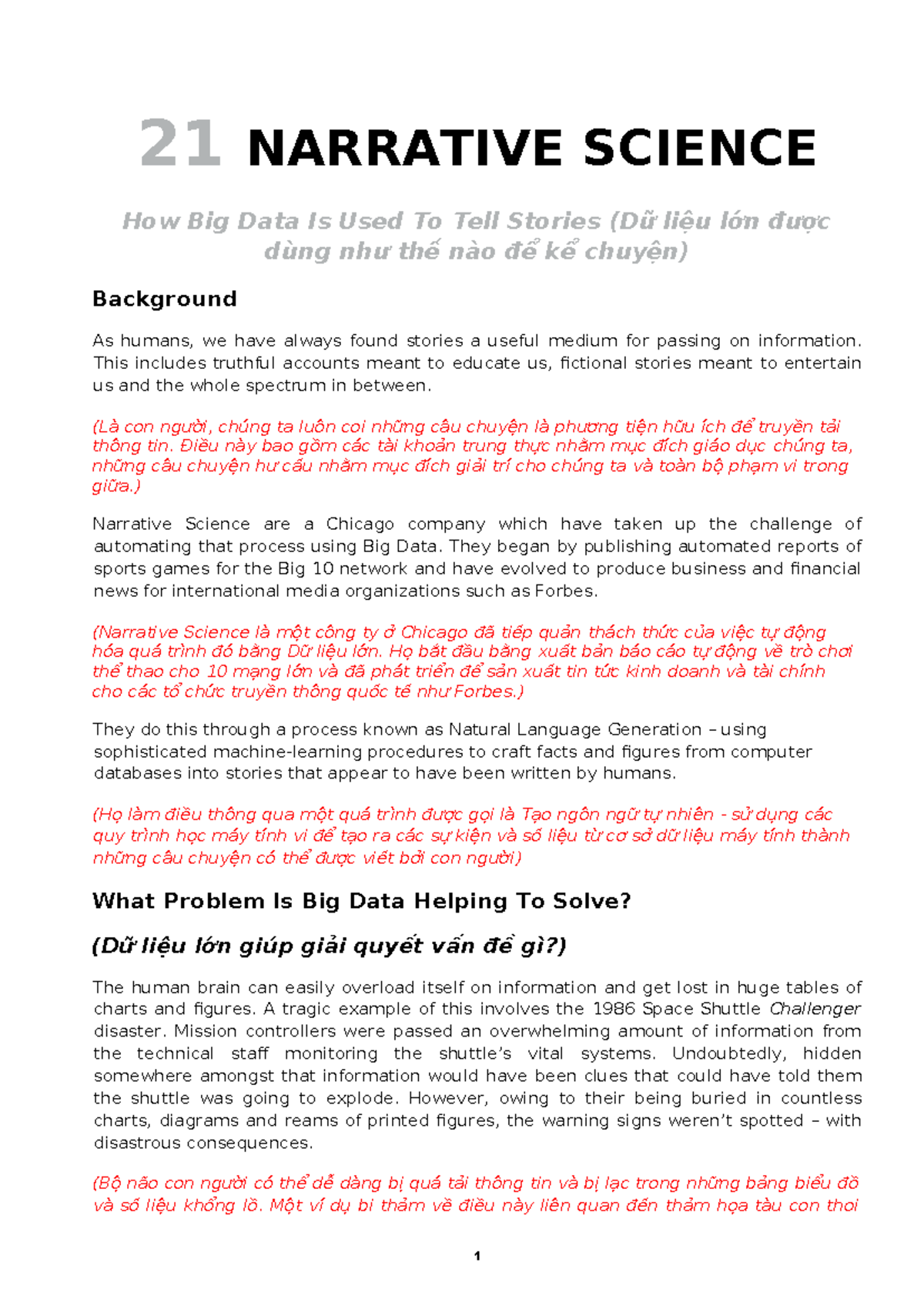 Nhập môn dữ liệu lớn - Dịch bài thầy Chức - 21 NARRATIVE SCIENCE How Big Data Is Used To Tell ...