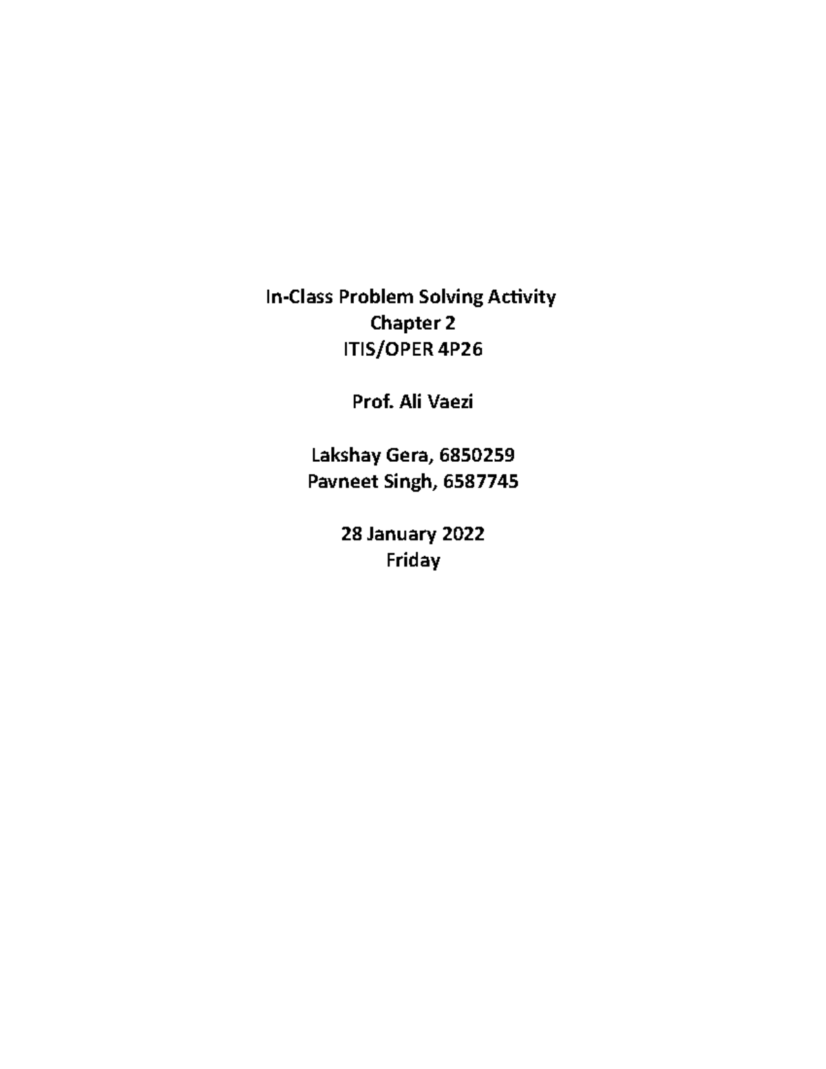 WEEK 3 Inclass - IN-CLASS ACTIVITY - In-Class Problem Solving Activity ...