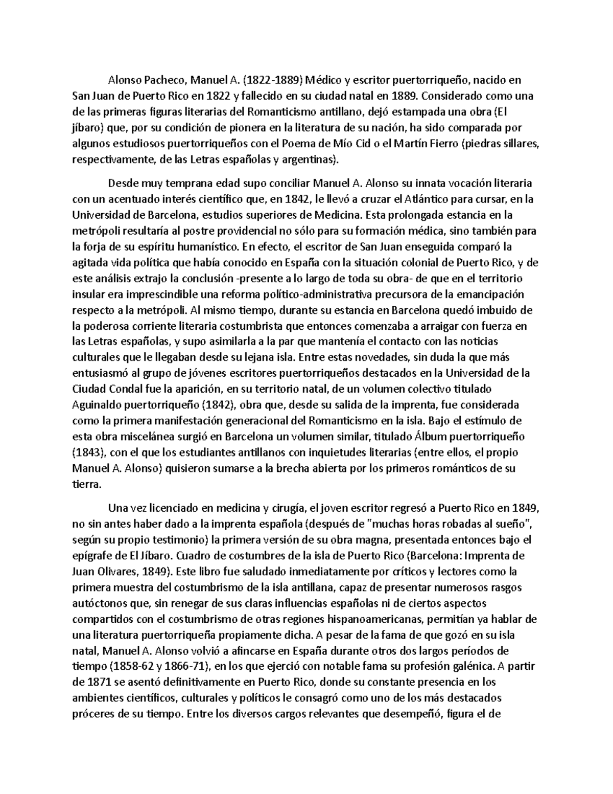 Bios manuel a. alonso - Alonso Pacheco, Manuel A. (1822-1889) Médico y ...