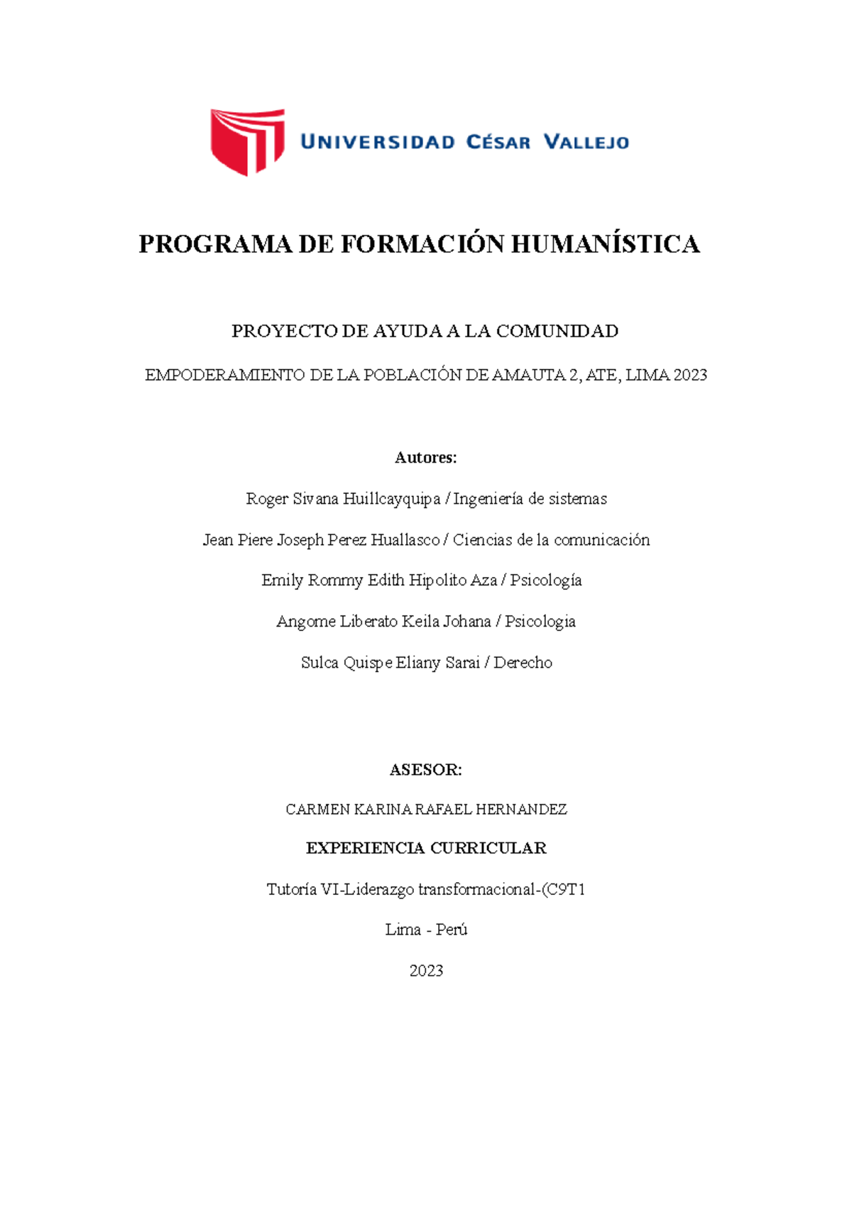 Programa DE Formacion Humanística - PROGRAMA DE FORMACIÓN HUMANÍSTICA ...