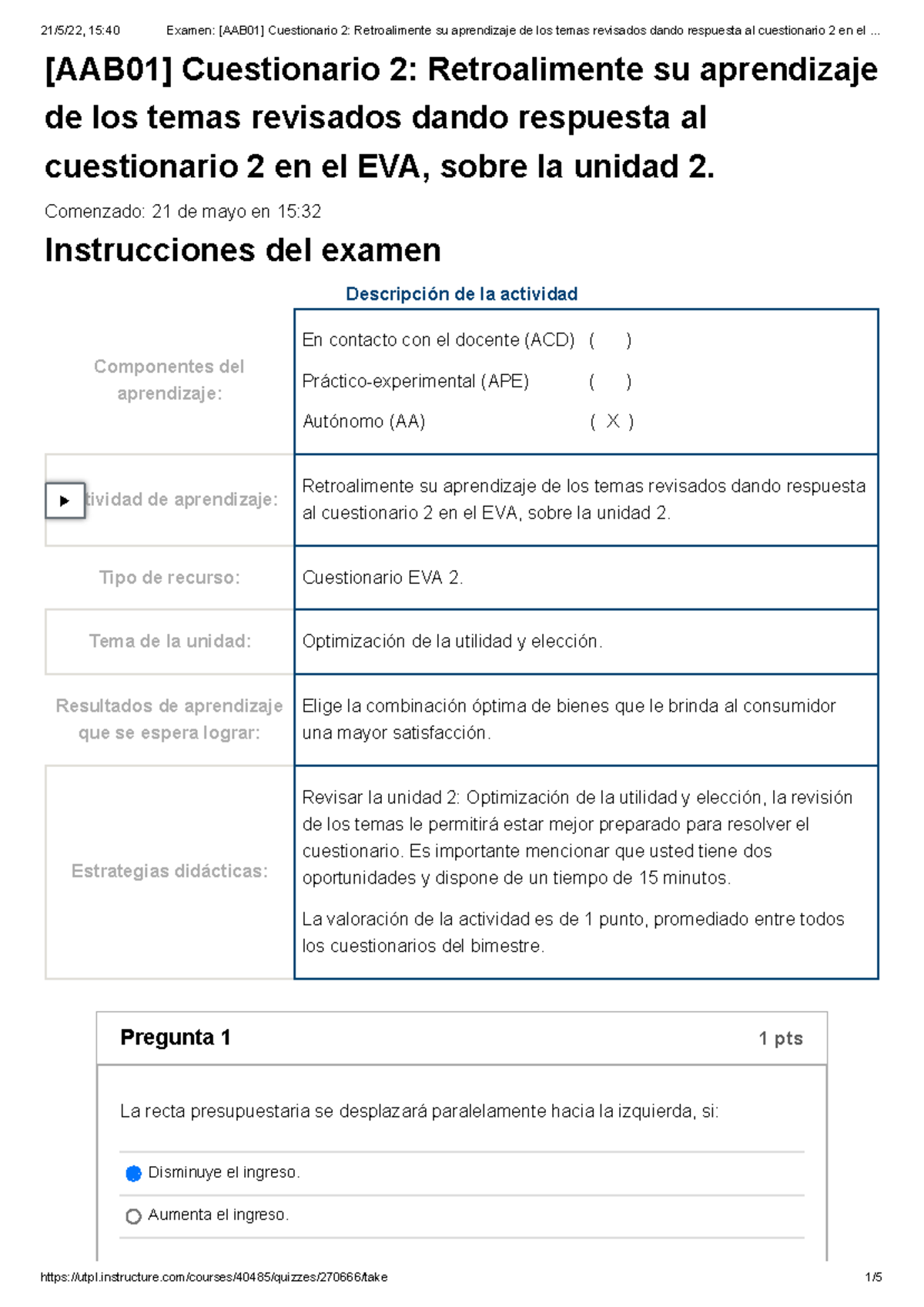 Examen [AAB01] Cuestionario 2 Retroalimente su aprendizaje de los temas revisados dando ...