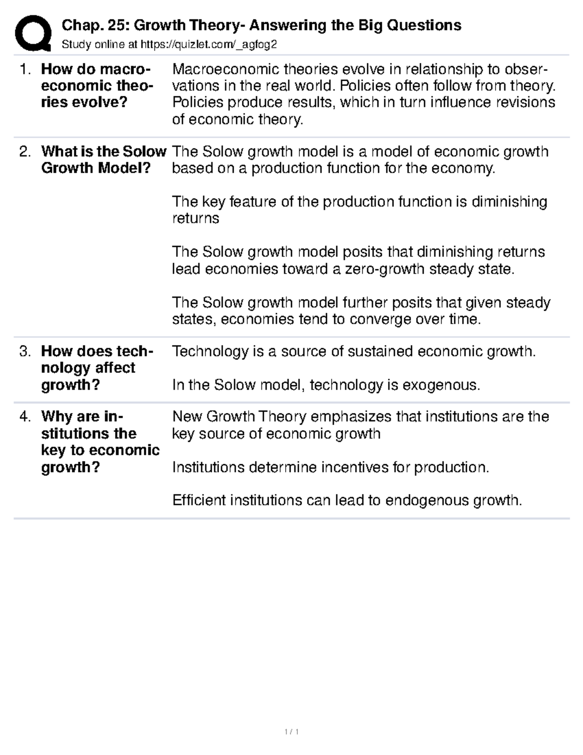 Chap. 25 Growth Theory- Answering the Big Questions - Chap. 25: Growth ...