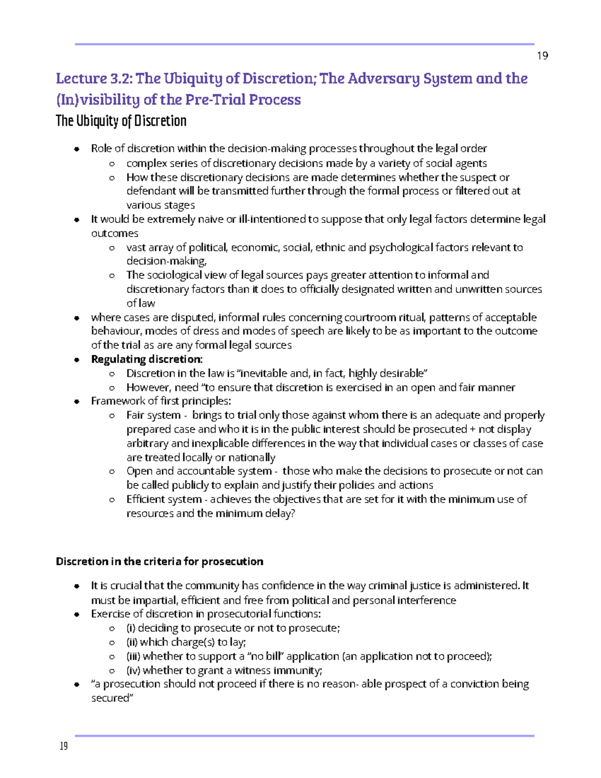 Distinction LAWS1021 Crime and Criminal Process Notes - Lecture 3: The ...