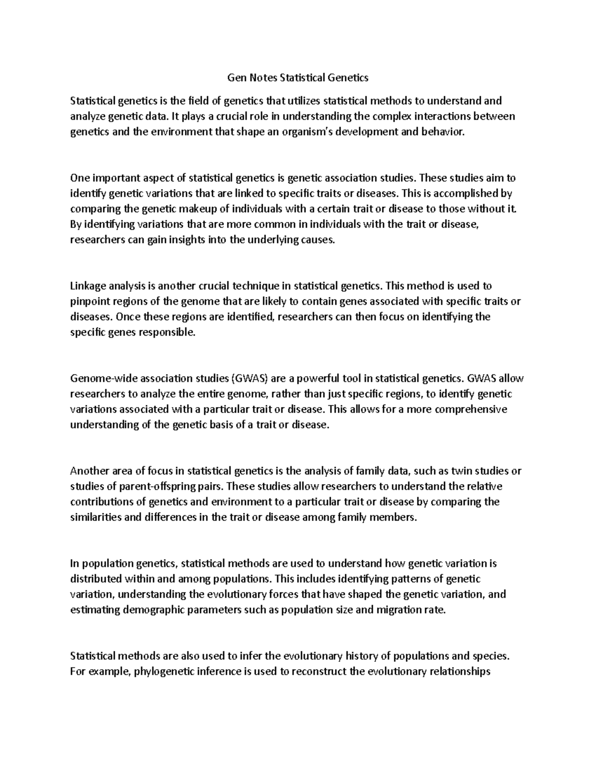 Gen Notes Statistical Genetics - Gen Notes Statistical Genetics ...