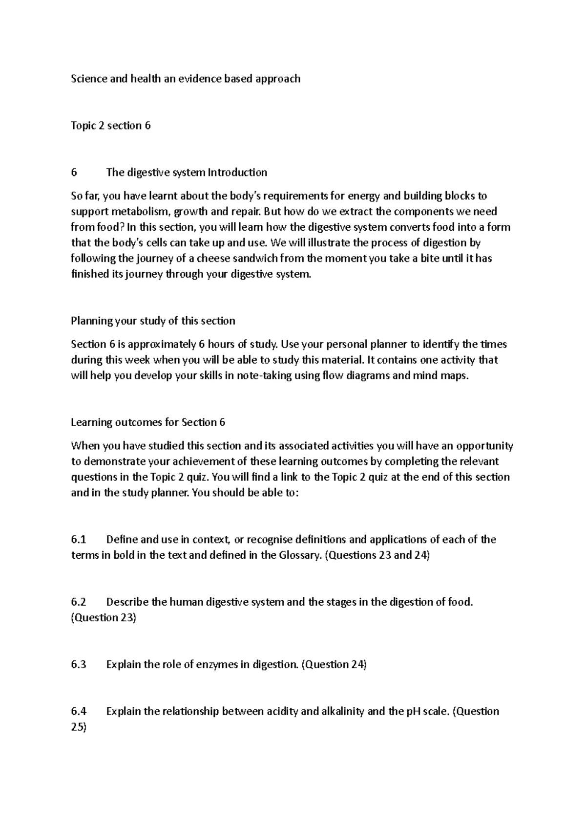 Topic 2 - section 6 - 6, 6.1, 6 - Science and health an evidence based ...