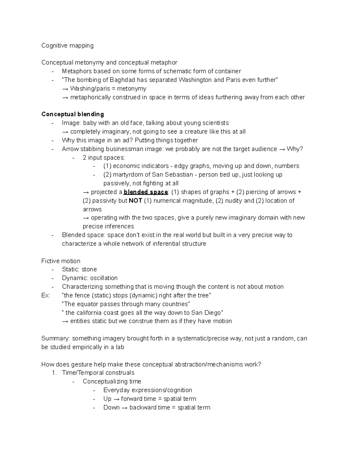 Cogs155-lec15 - Lecture notes 15 - Cognitive mapping Conceptual ...