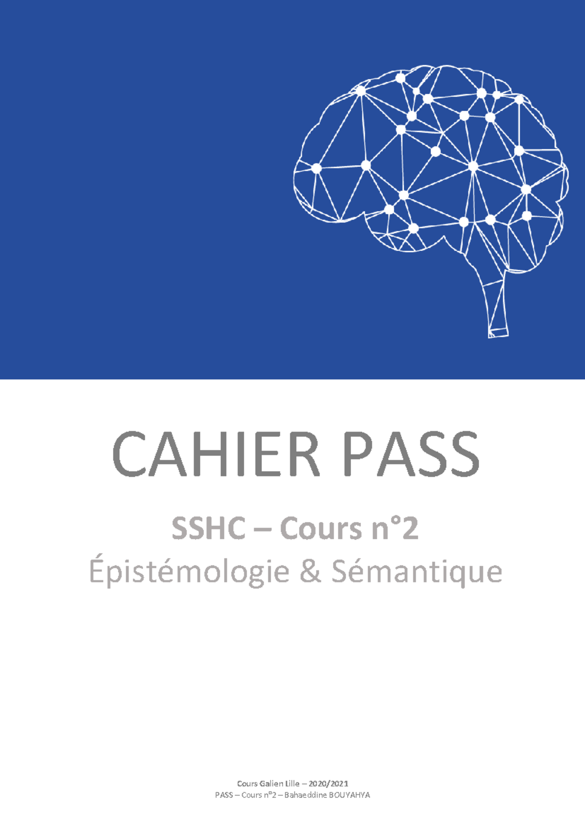SSHC - PASS - Option n°2 - semestre 1 - Partie 1 - Cours Galien Lille ...
