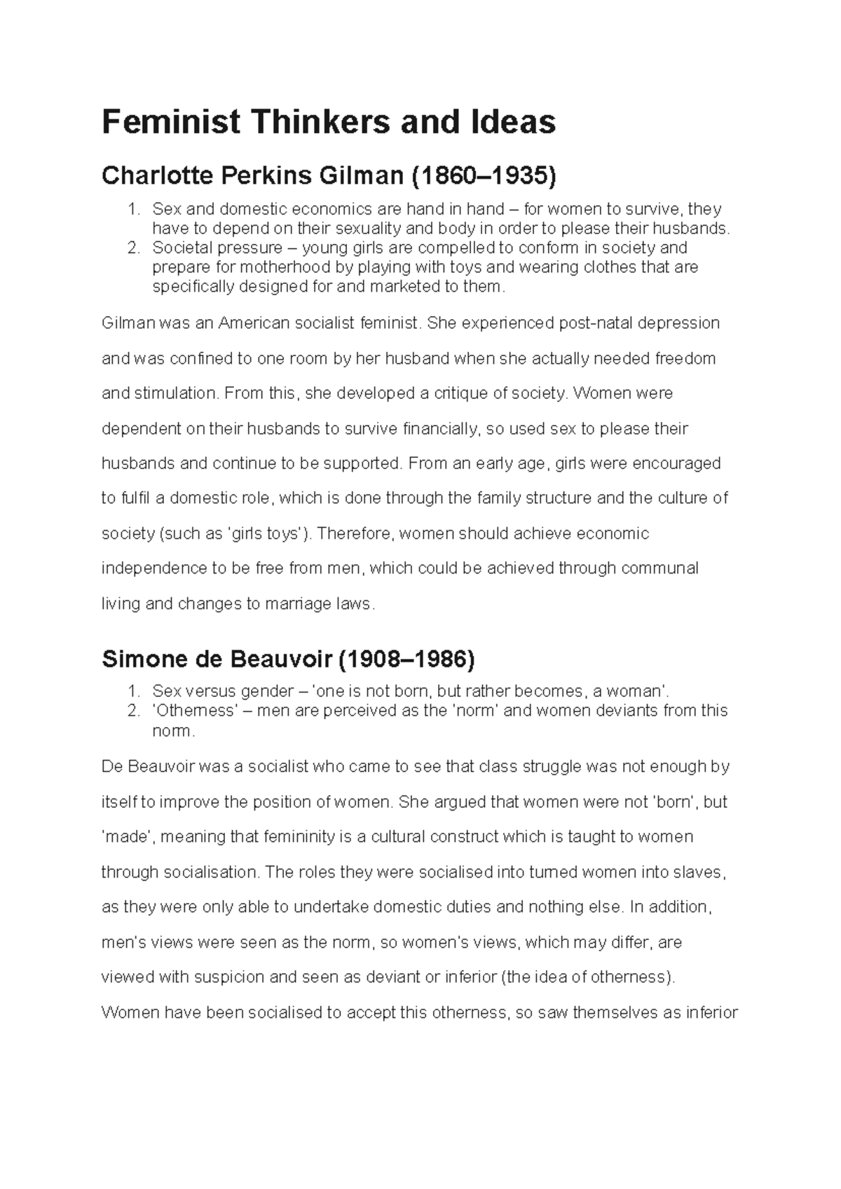 Feminist Thinkers and Ideas - Feminist Thinkers and Ideas Charlotte ...