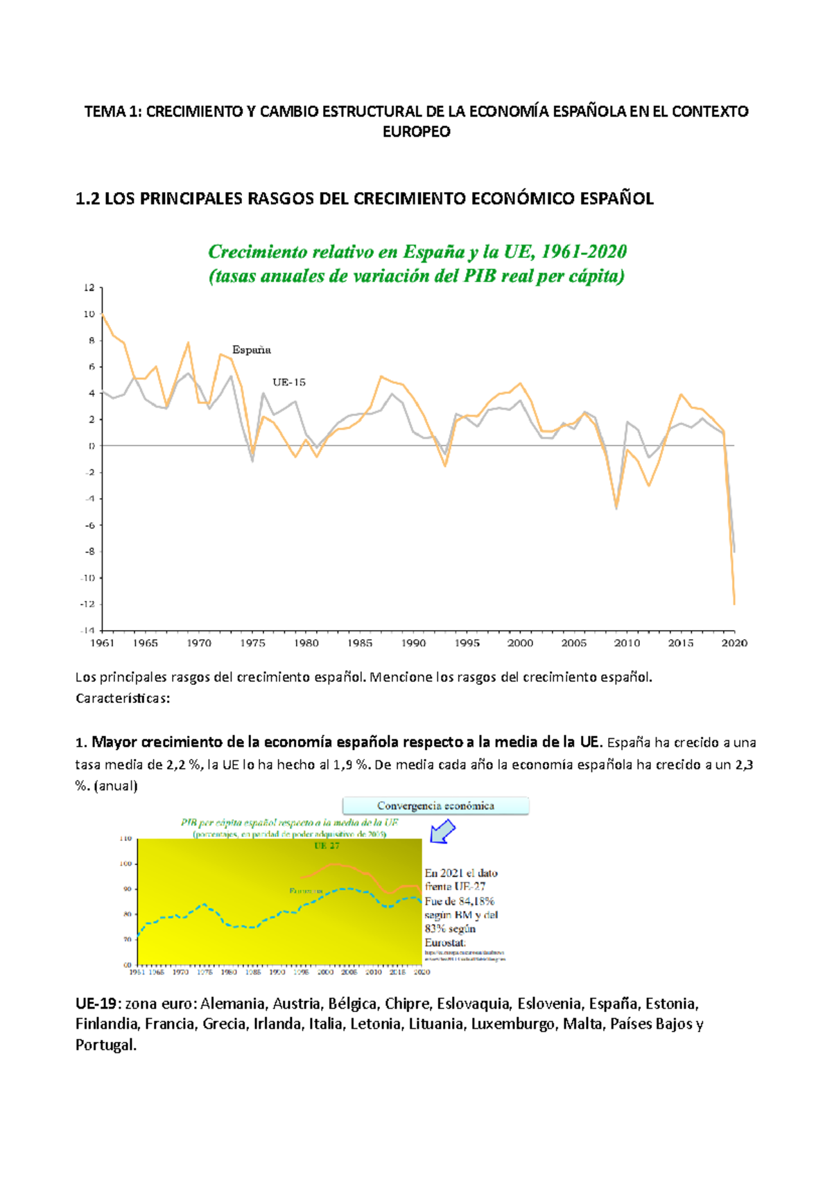 TEMA 1 - Apuntes economia, del tema 1. - TEMA 1: CRECIMIENTO Y CAMBIO ...