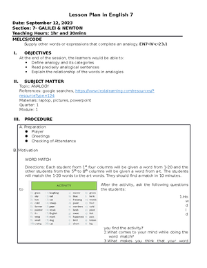 English 7 Third Quarter Week 2 - GRADES 1 to 12 DAILY LESSON LOG School ...