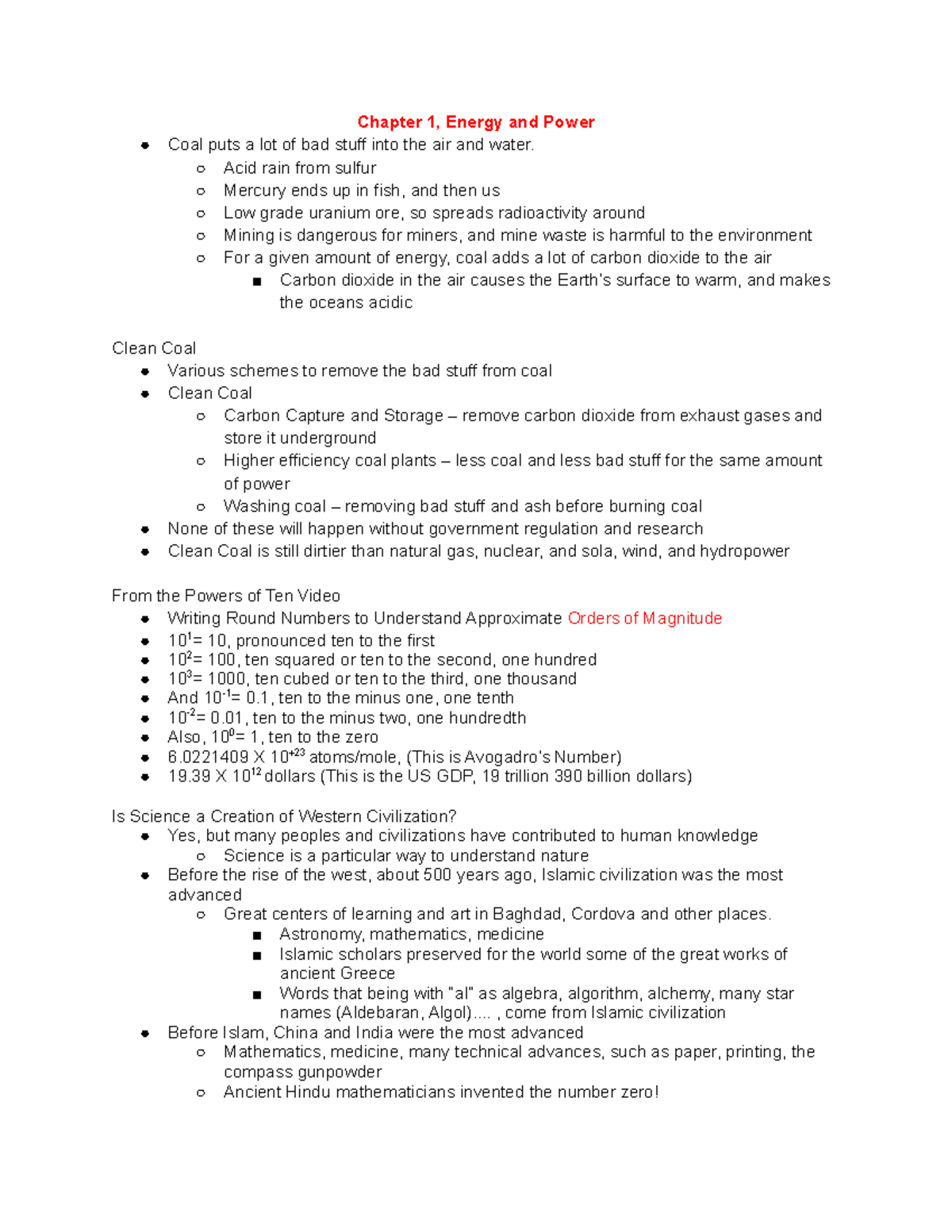 Physical Science - Lecture notes 1-17 - Chapter 1, Energy and Power ...