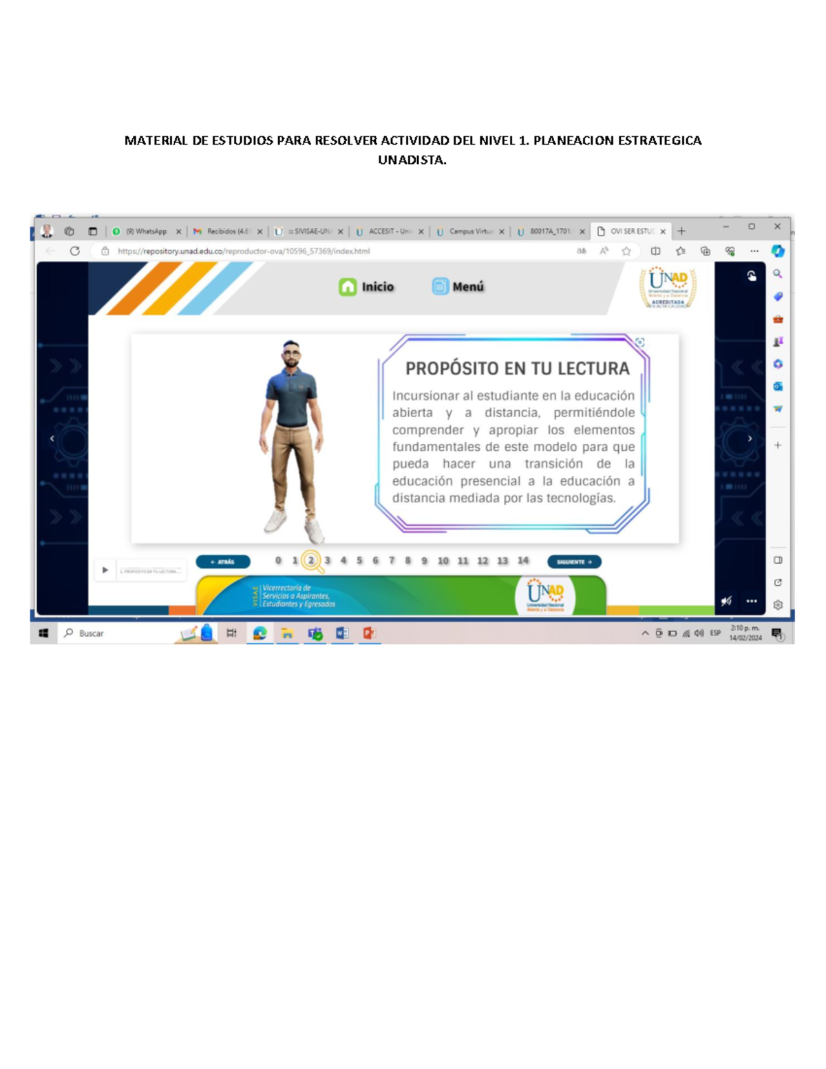 Material de estudios para elaborar tarea nivel 1 Planeacion estrategica Unadista - MATERIAL DE ...