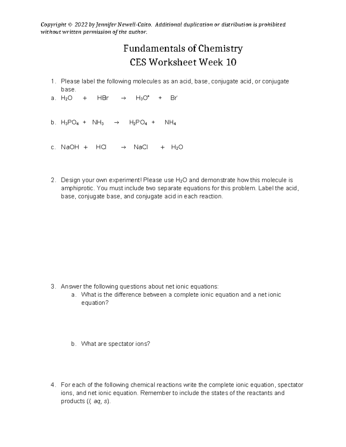 CES Worksheet Week 10 - CES - without written permission of the author ...