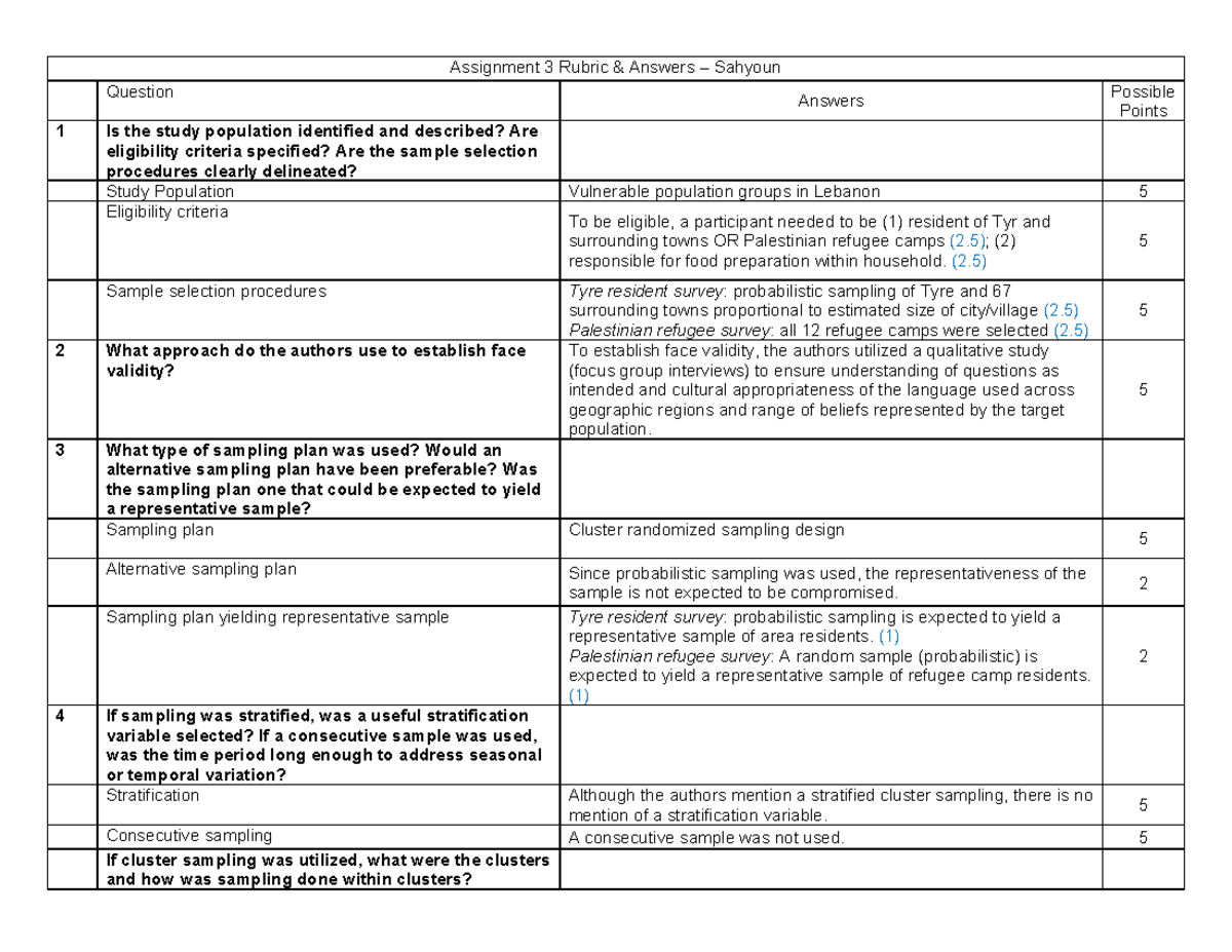 Week3 Assignment 3 Answers Sahyoun - Assignment 3 Rubric & Answers – Sahyoun Question Answers ...
