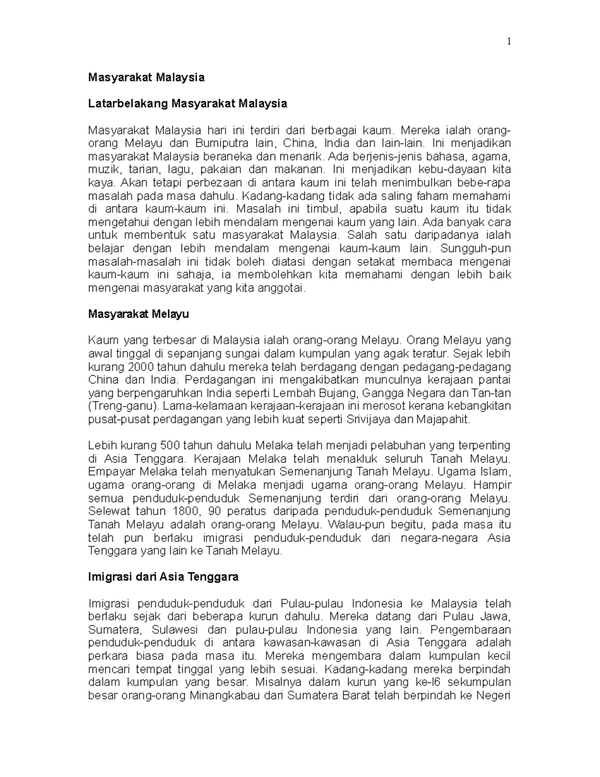 Latar Masyarakat Malaysia - Masyarakat Malaysia Latarbelakang ...