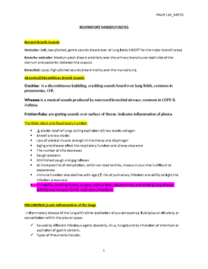 Pneumonia notes W23 - Pneumonia – Inflammation of the lung parenchyma ...