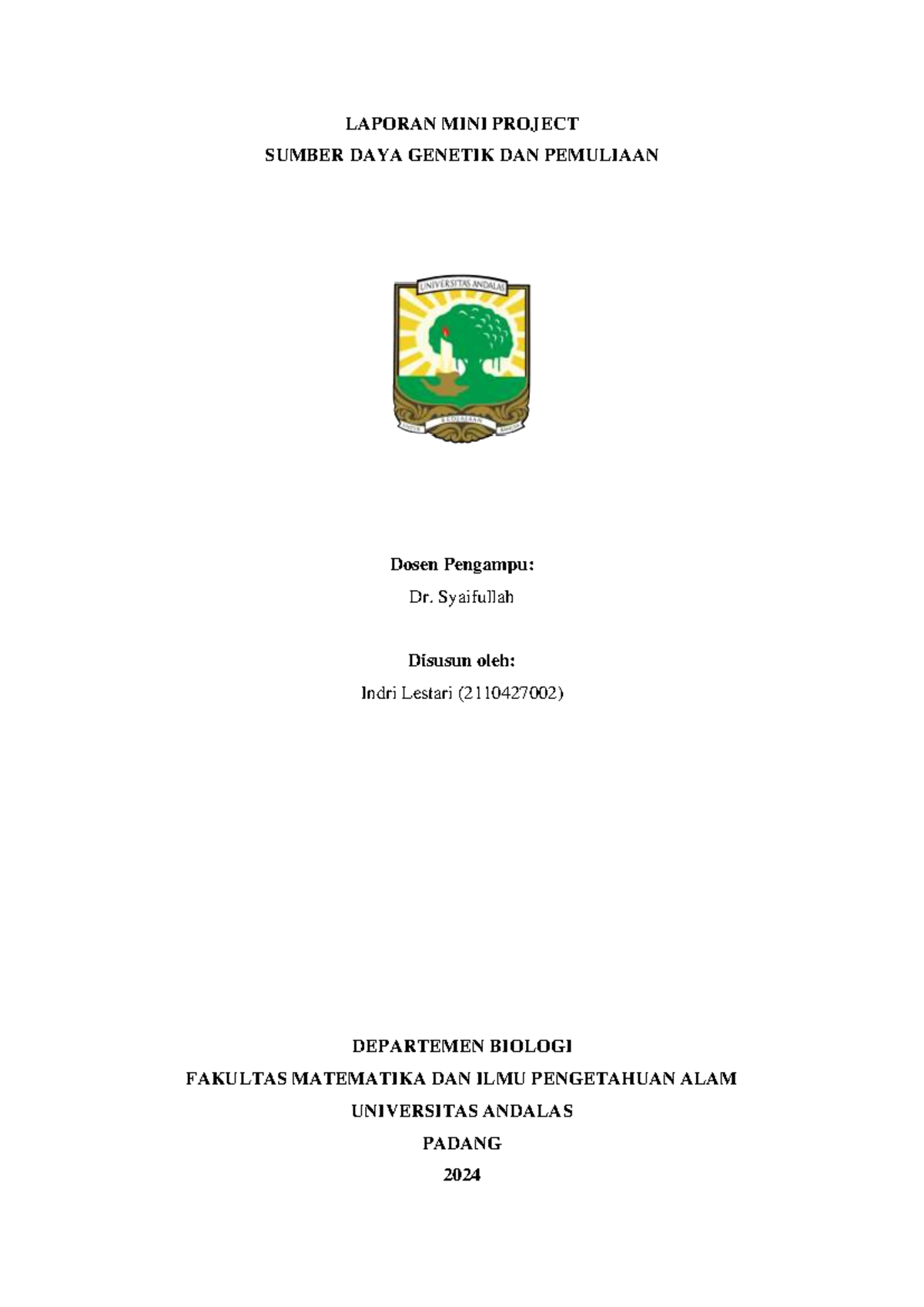 Indri Lestari (2110427002) Mini Project SDGP - LAPORAN MINI PROJECT ...