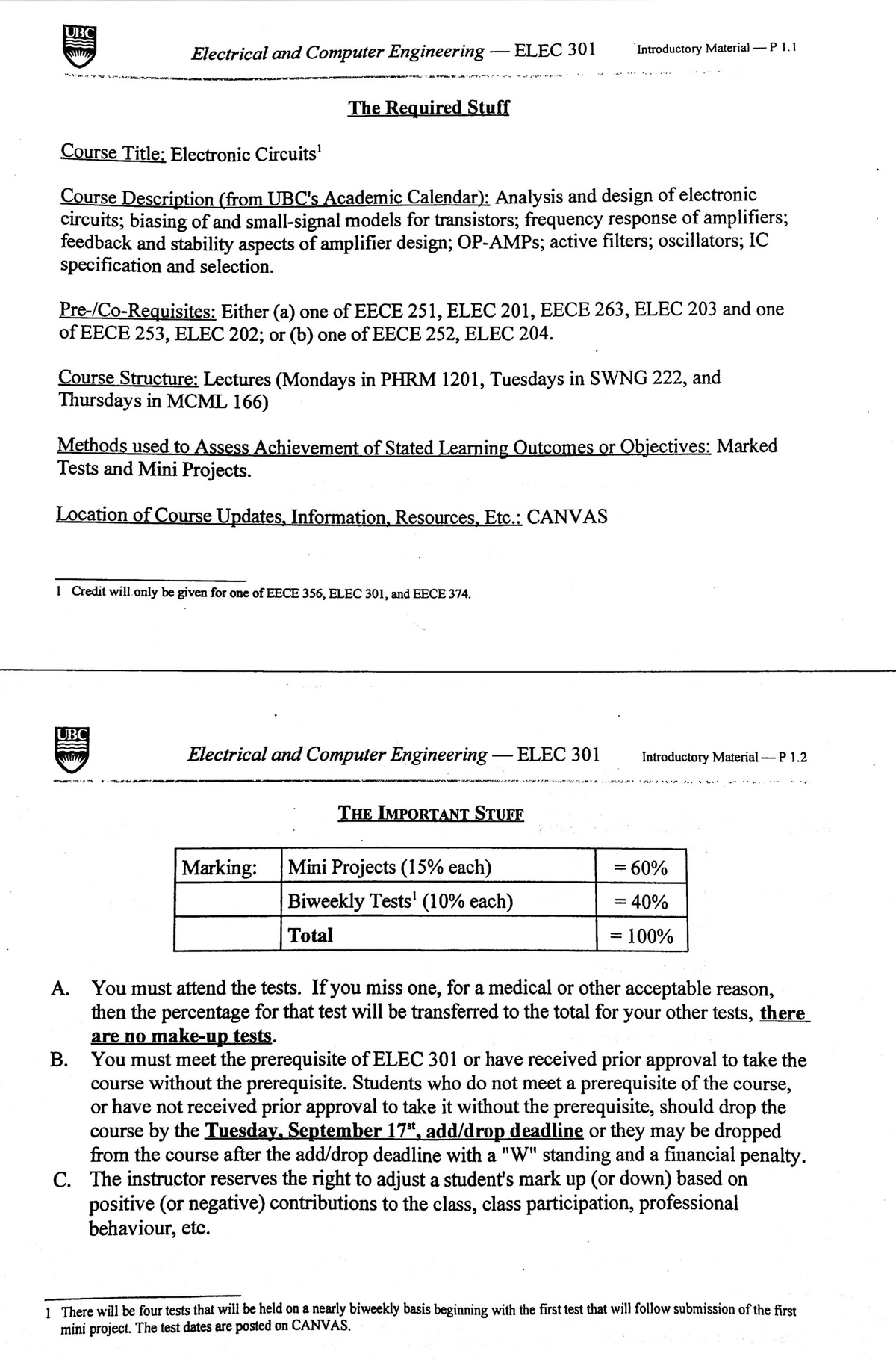 Syllabus/Course outline - EECE 356 - Studocu