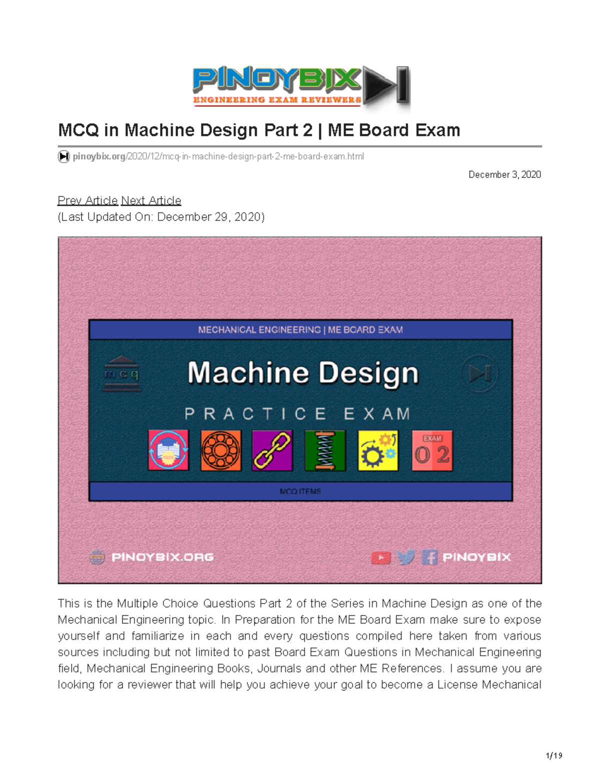 Pinoybix - notes - December 3, 2020 MCQ in Machine Design Part 2 | ME ...