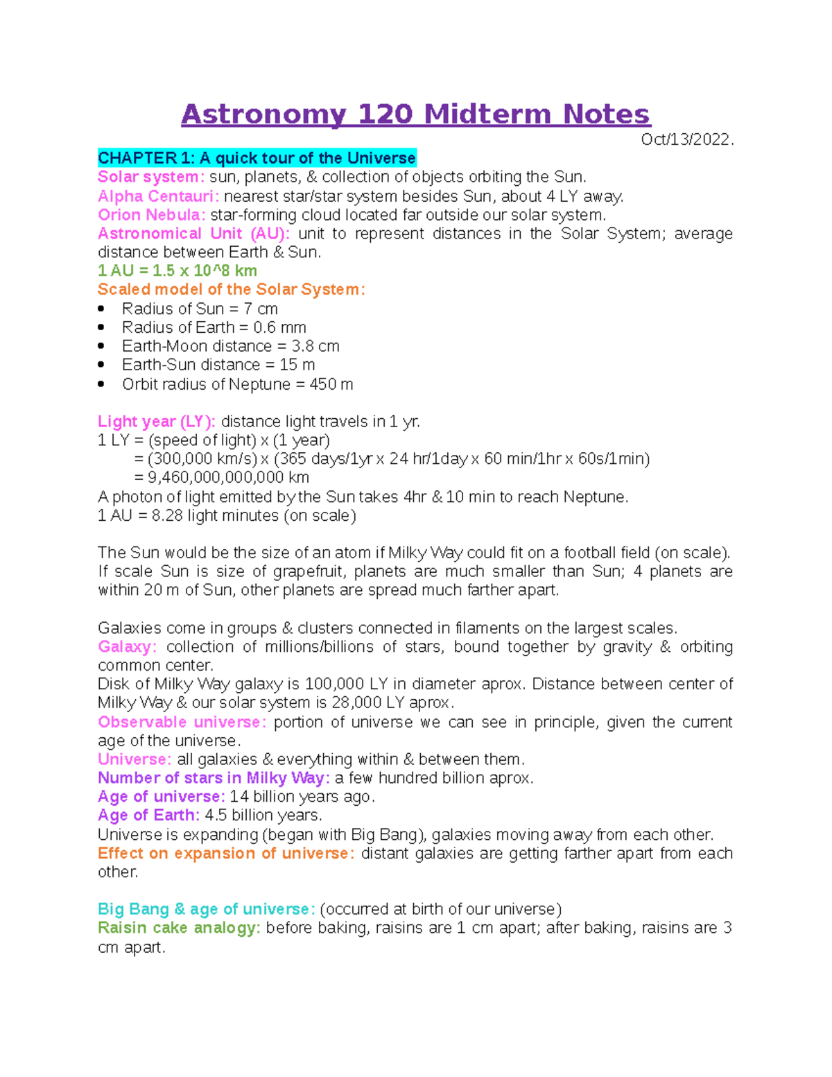 Astro Midterm Notes Oct 13 2022 Chapter 1 5 Astronomy 120 Midterm Notes Oct132022 Chapter 1