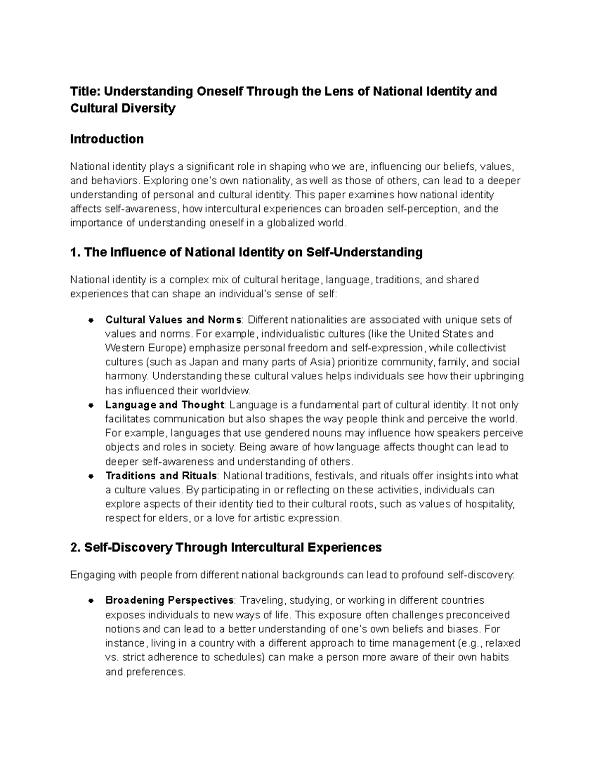 Understanding Oneself Through the Lens of National Identity and ...