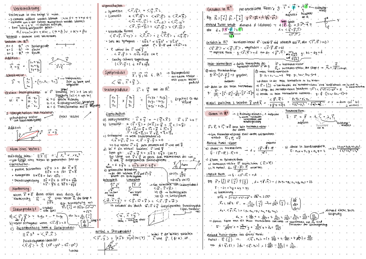 Lernzettel - Geraden in R " parametrisierte Form ÷ . 9 : I> = + - Richtungs- - Studocu