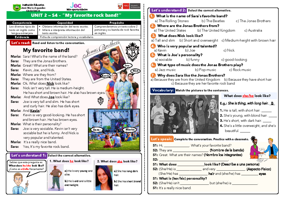 S4 - II Cuarto Grado - Práctica inglés - Institución Educativa José María Arguedas CACATACHI ...